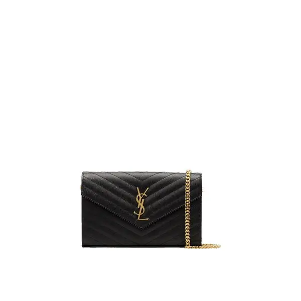 Saint Laurent Monogram Grain De Poudre Bag - Black