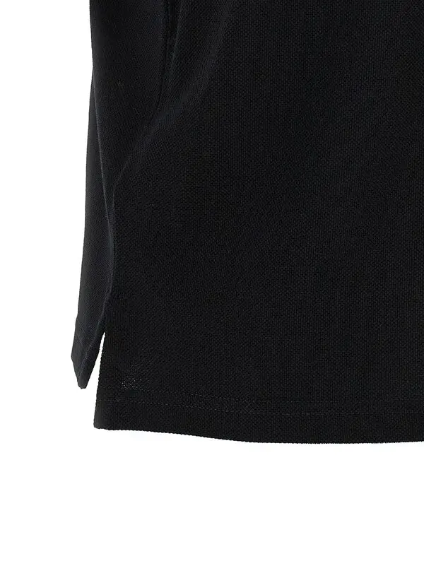 Saint Laurent Cassandre Embroidered Sleeveless Cropped Polo Shirt - Black