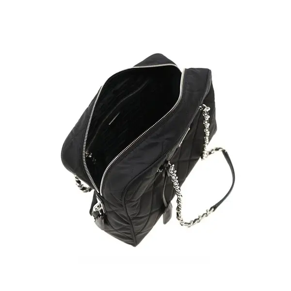 Prada Quilted Nylon Shoulder Bag With Chain Straps