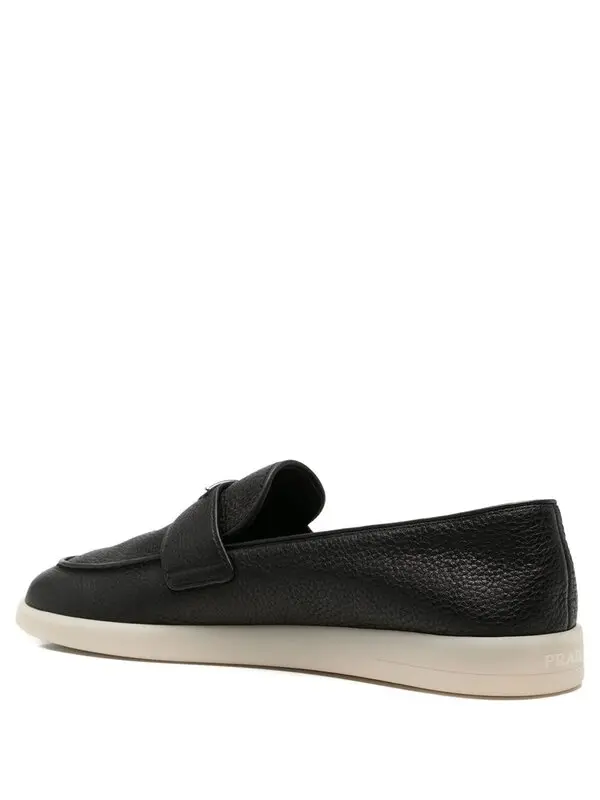 Prada Grained Leather Loafers - Black