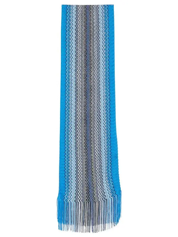 Missoni Zig-zag Motif Viscose Scarf - Blue