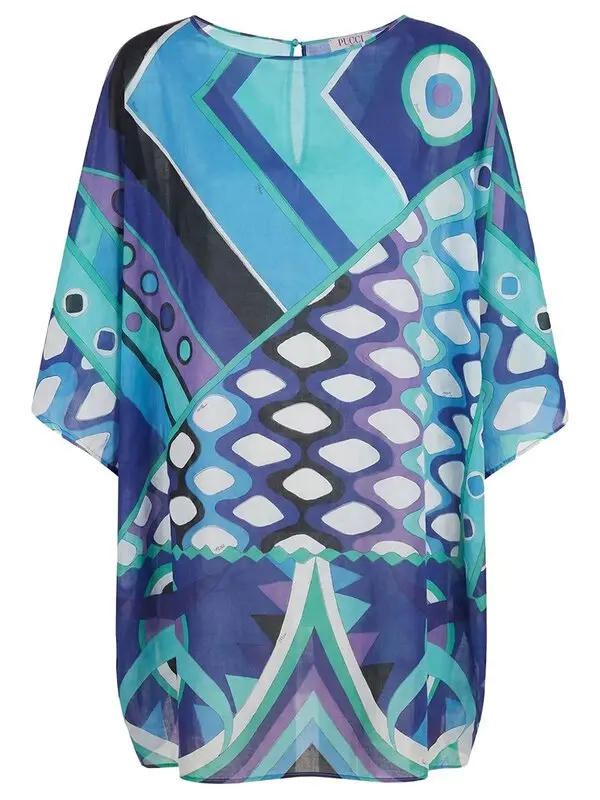 Emilio Pucci Vivara Print Cotton Kaftan - Blue