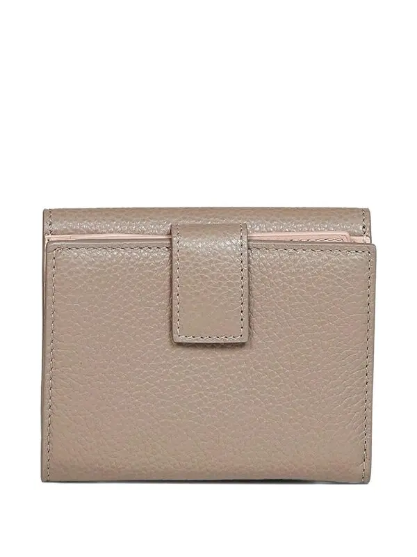 FERRAGAMO Gancini Grained Leather Compact Wallet - Gray