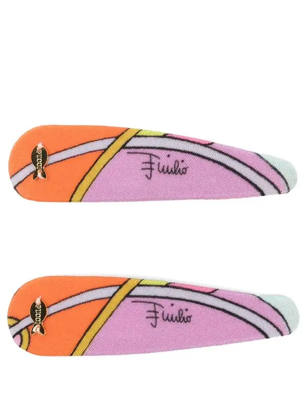 Emilio Pucci Orchidee Print Hair Clip Set - Multicolor