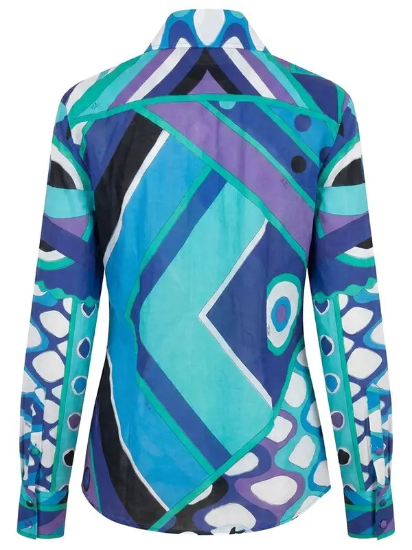 Emilio Pucci Vivara Print Cotton Shirt - Blue