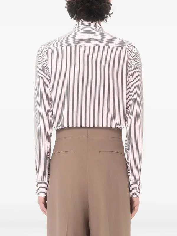 Valentino Garavani Cotton Poplin Striped Shirt With Vlogo Embroidery - Red