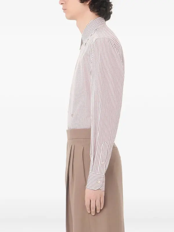 Valentino Garavani Cotton Poplin Striped Shirt With Vlogo Embroidery - Red