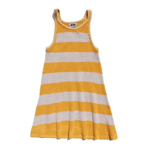 GIGI KNITWEAR Mesh Cotton Tank Dress In & Natural - Yellow