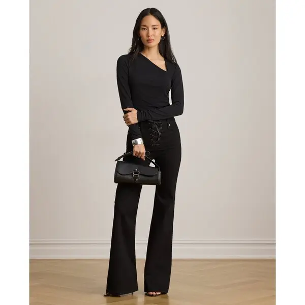 Ralph Lauren Jersey Asymmetrical Long-sleeve Top