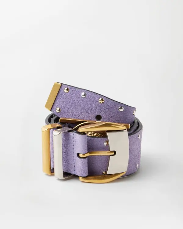 Versace Studded Suede Belt 4 Cm - Lilac
