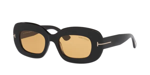 TOM FORD Black Shiny Acetate Sunglasses With Lenses - Brown