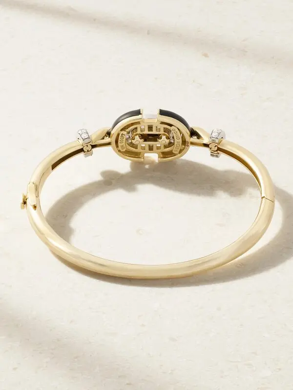 David Webb 18-karat Gold, Platinum, Diamond, And Enamel Bracelet