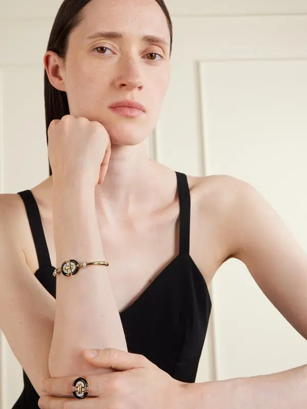 David Webb 18-karat Gold, Platinum, Diamond, And Enamel Bracelet