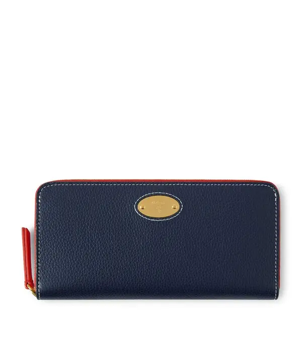 Mulberry Leather Logo Plaque Purse - Blue