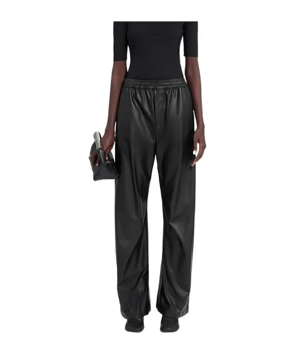MAISON MARGIELA Light Pleather Wide-leg Trousers - Black