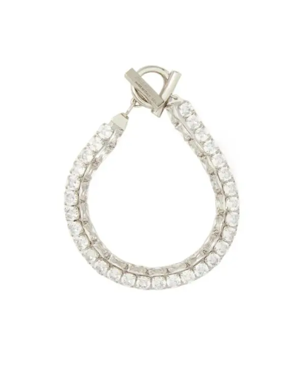 FERRAGAMO Crystal Gancini Bracelet - Silver