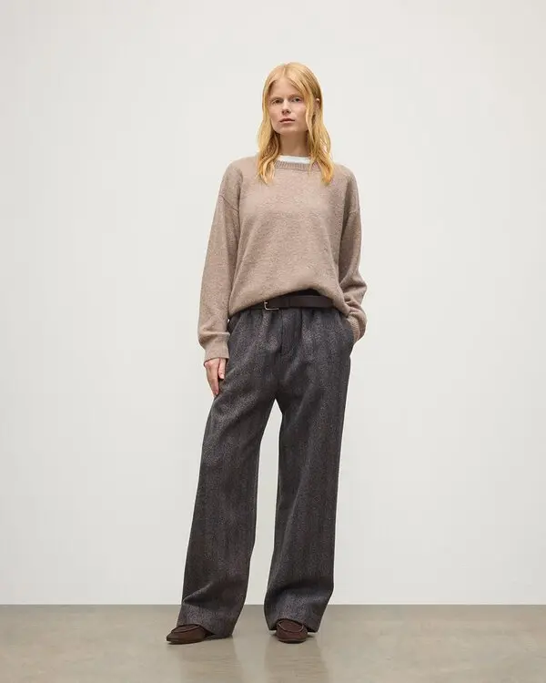 Johnstons Of Elgin Boyce Brushed Cashmere-silk Crew Neck Jumper - Brown