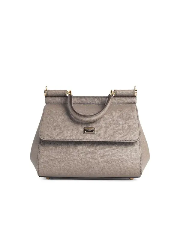 Dolce & Gabbana Medium 'my Sicily' Beige Leather Handbag - Cream