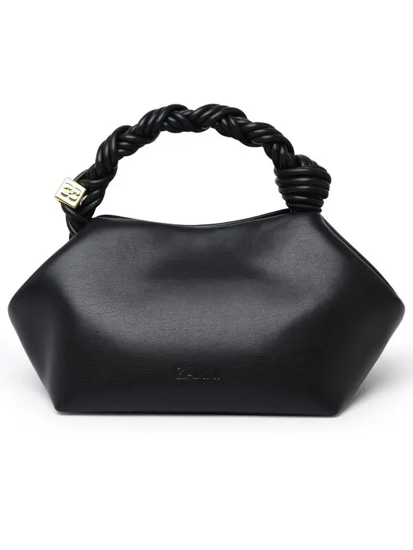 GANNI Bou" Bag In Recycled Leather With Twisted Handle - Black