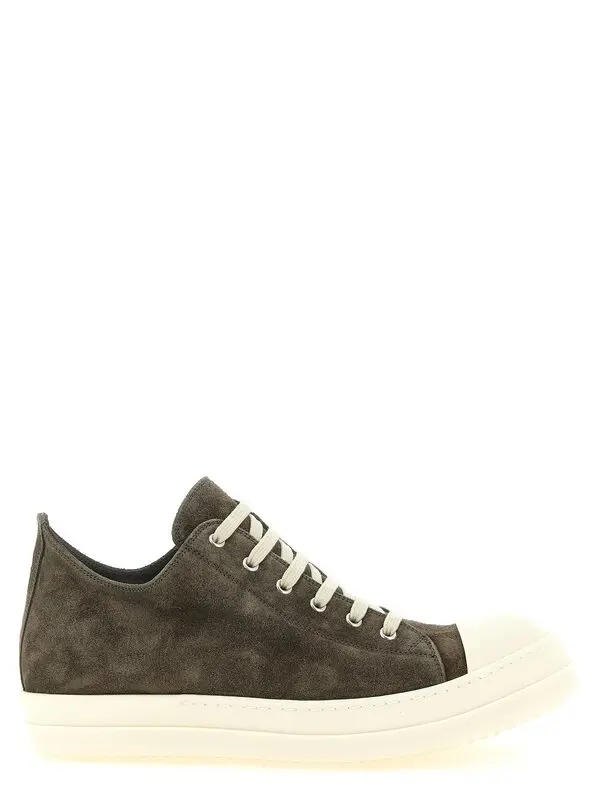 Rick Owens Low Top Suede Sneakers With Cap Toe