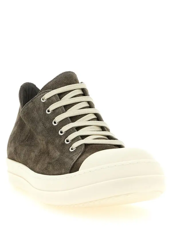 Rick Owens Low Top Suede Sneakers With Cap Toe