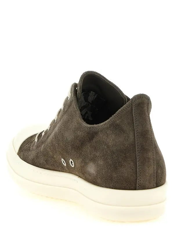 Rick Owens Low Top Suede Sneakers With Cap Toe