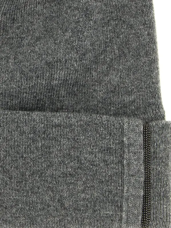 Brunello Cucinelli Cashmere Beanie With Monile Detail - Gray