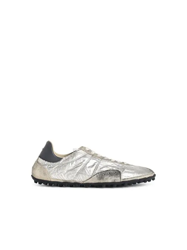 MAISON MARGIELA Lamé And Glitter Suede Sneakers - Silver