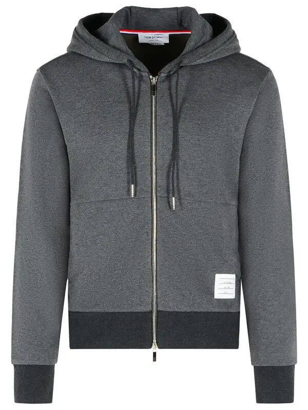 Thom Browne Zip-up Cotton Hoodie With Signature Detailing