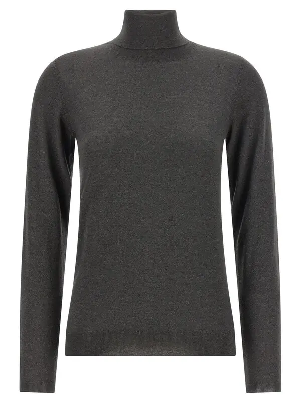 Brunello Cucinelli Sparkling Cashmere And Silk Knit Turtleneck Sweater - Gray