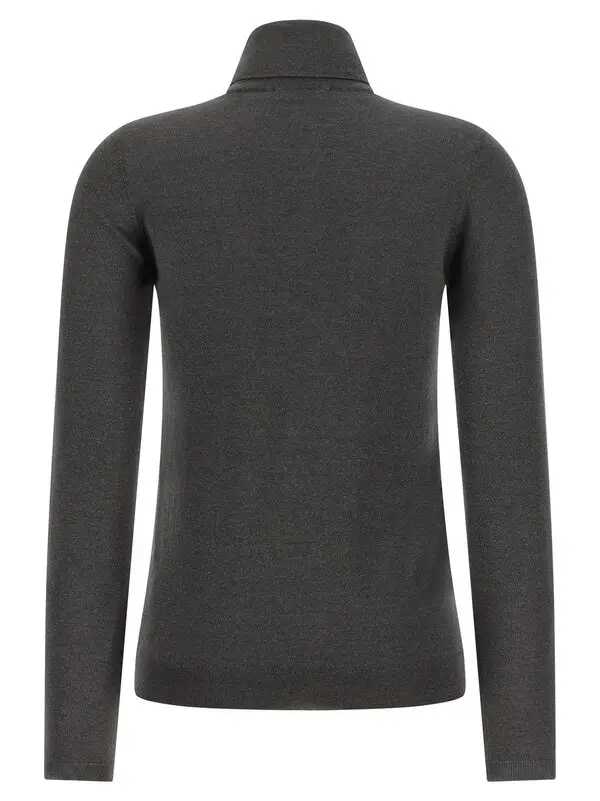 Brunello Cucinelli Sparkling Cashmere And Silk Knit Turtleneck Sweater - Gray
