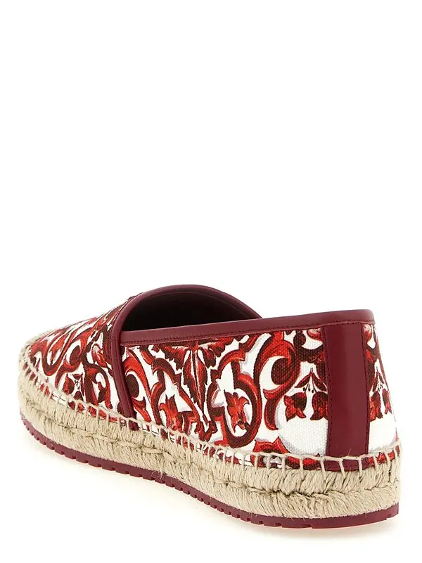 Dolce & Gabbana Maiolica' Print Canvas Espadrilles - Red