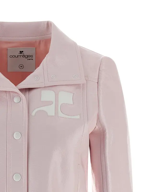 COURREGES Vinyl Jacket With Button Closure And Logo Detail - Pink