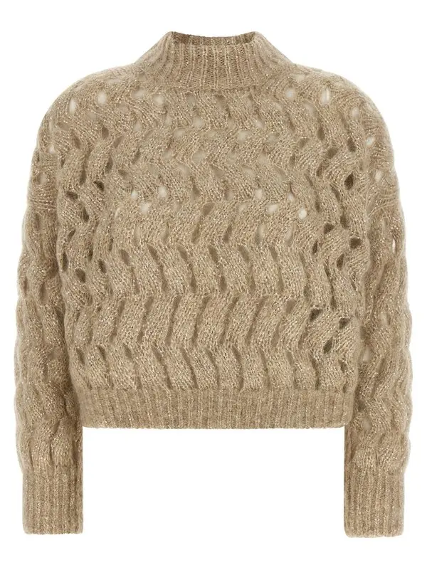 Brunello Cucinelli Mohair Blend High Neck Sweater - Cream
