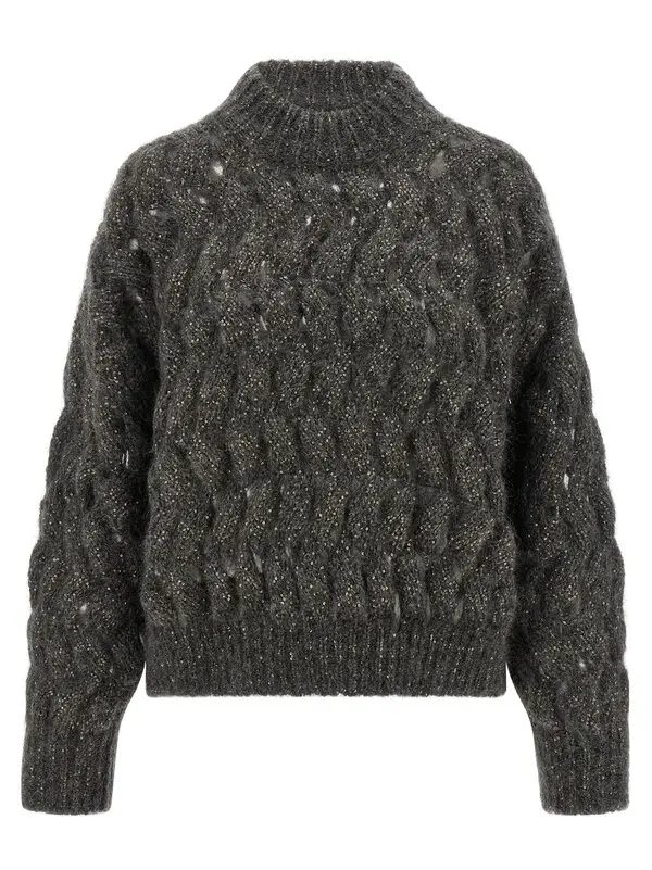 Brunello Cucinelli Dazzling Waves' Sweater - Gray