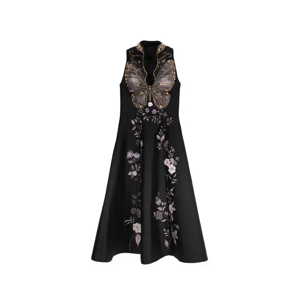 RONDOOZ Sovereign Butterfly Hand-painted Satin Dress