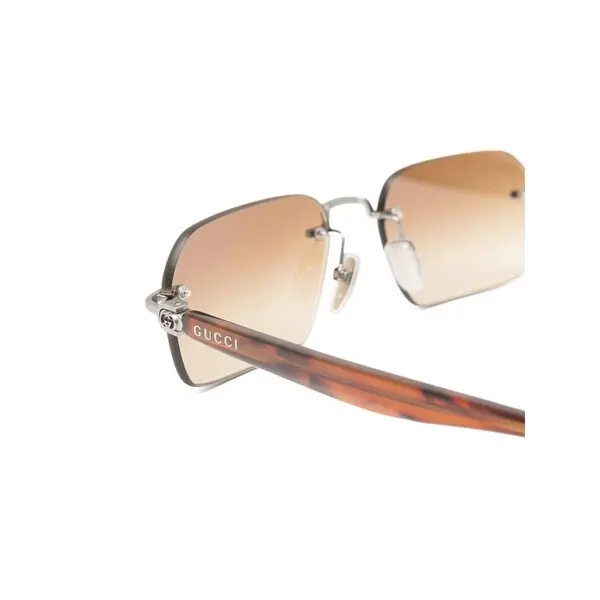 Gucci Rimless Rectangle Sunglasses With Interlocking G Logo