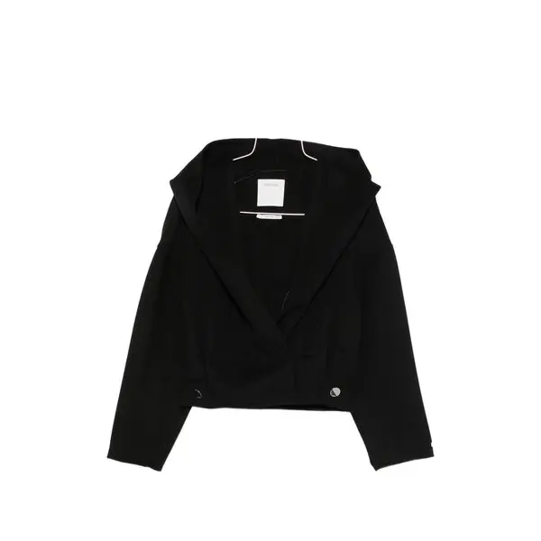 Sportmax Virgin Wool Oversized Hooded Jacket - Black