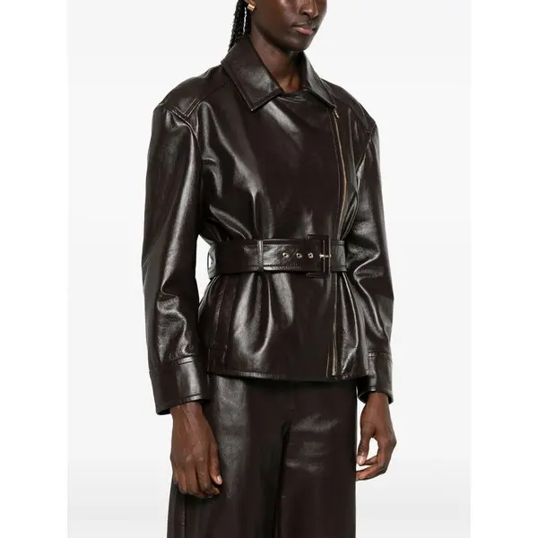 Max Mara Belted Leather Jacket
