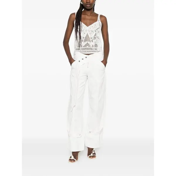 Blumarine Lace V-neck Cropped Tank Top