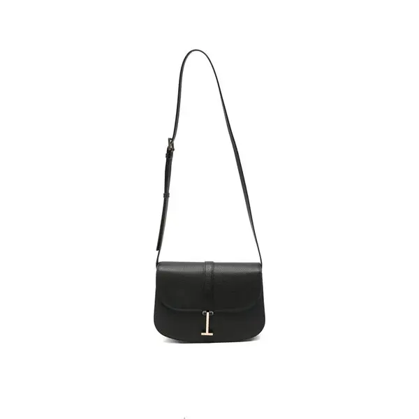 TOM FORD Leather Grained Shoulder Bag With T-clasp - Black