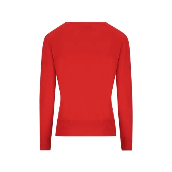 Miu Miu Fine Knit V-neck Long Sleeve Sweatshirt
