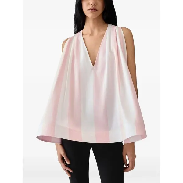 Jacquemus Cotton Striped V-neck Sleeveless Top
