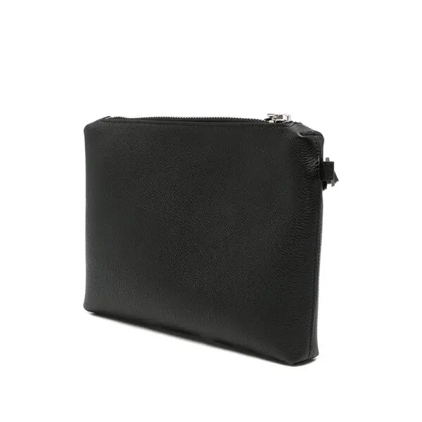 TOM FORD Grained Leather Zip Clutch With Wrist Strap