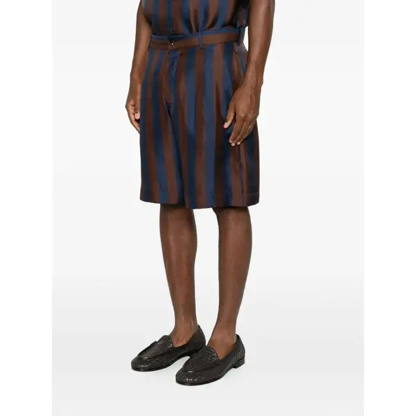 Fendi Silk Vertical Stripe Bermuda Shorts - Blue