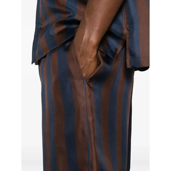 Fendi Silk Vertical Stripe Bermuda Shorts - Blue