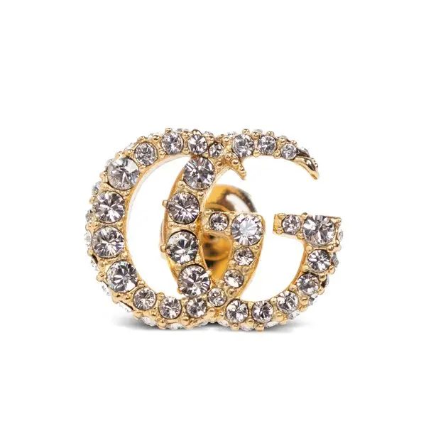Gucci Tone Crystal Embellished Gg Stud Earrings