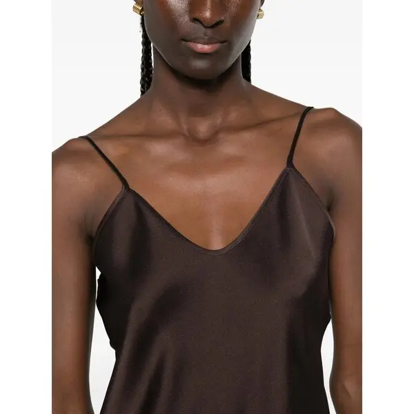 Max Mara Dark Satin V-neck Spaghetti Strap Camisole