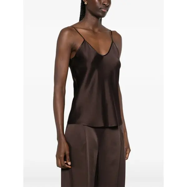 Max Mara Dark Satin V-neck Spaghetti Strap Camisole