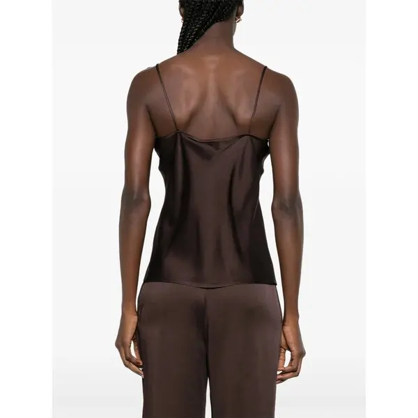 Max Mara Dark Satin V-neck Spaghetti Strap Camisole